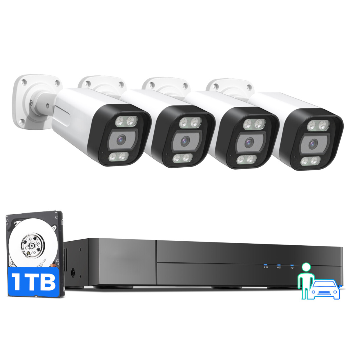 Person Vehicle Detection 4K PoE 4Pcs 5MP Camera IP Security Camera ...