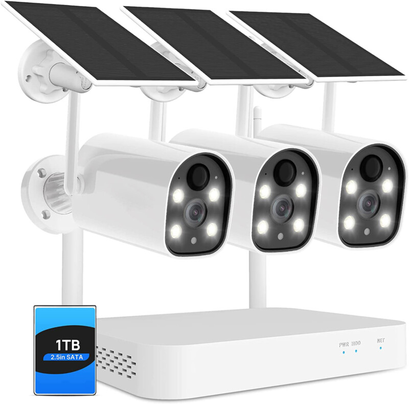 3PCS camera kits Solar Battery Powered Wireless Security Camera System ...