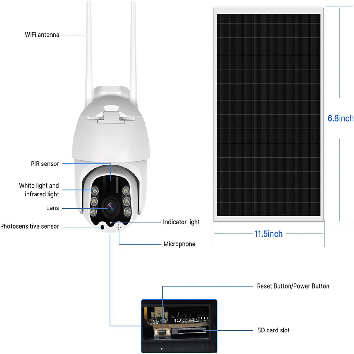 2.4Ghz WiFi 2K Pan Solar Security Camera Working with Alexa ...