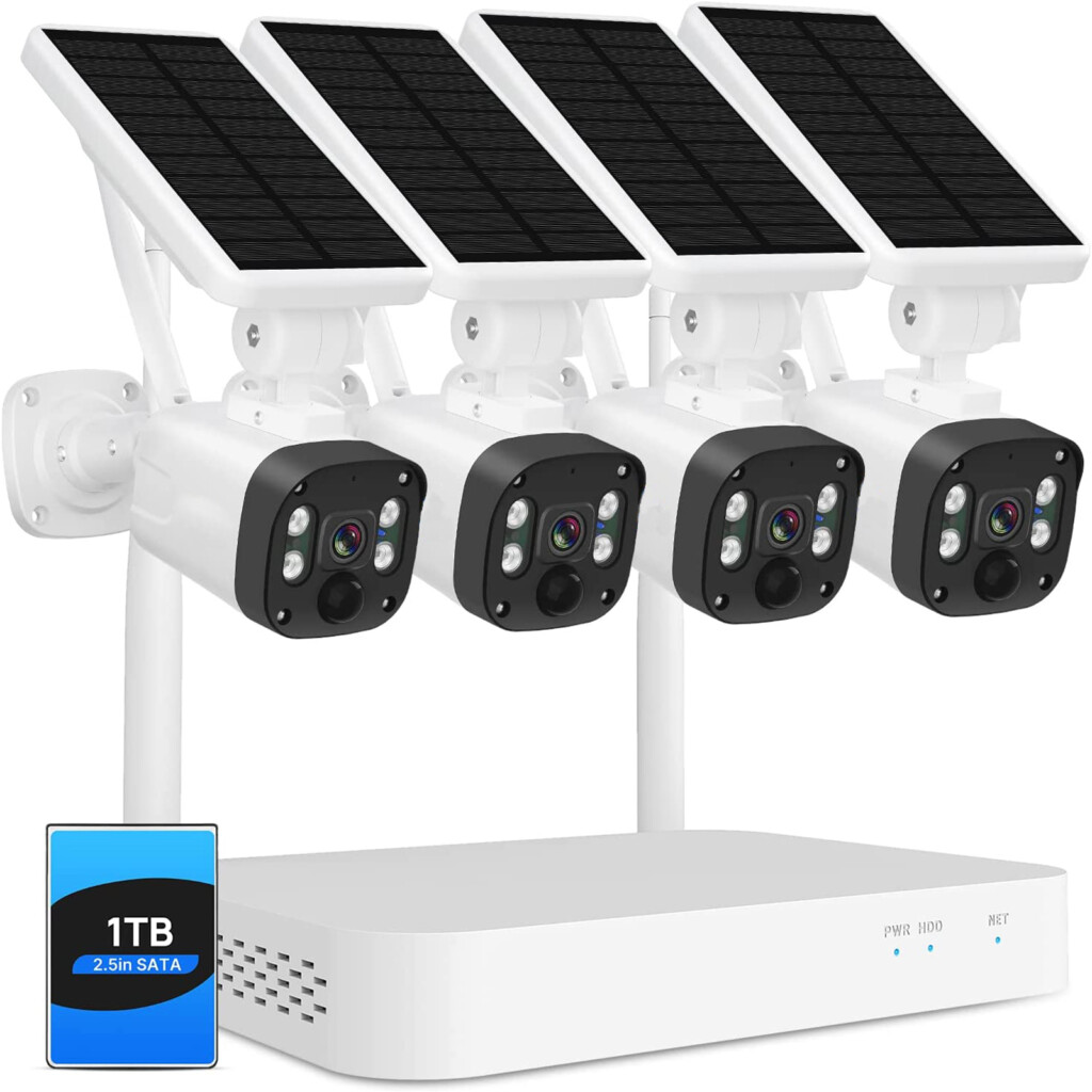 4MP Spotlight 4PCS cameras Solar Battery Wireless Security Camera ...