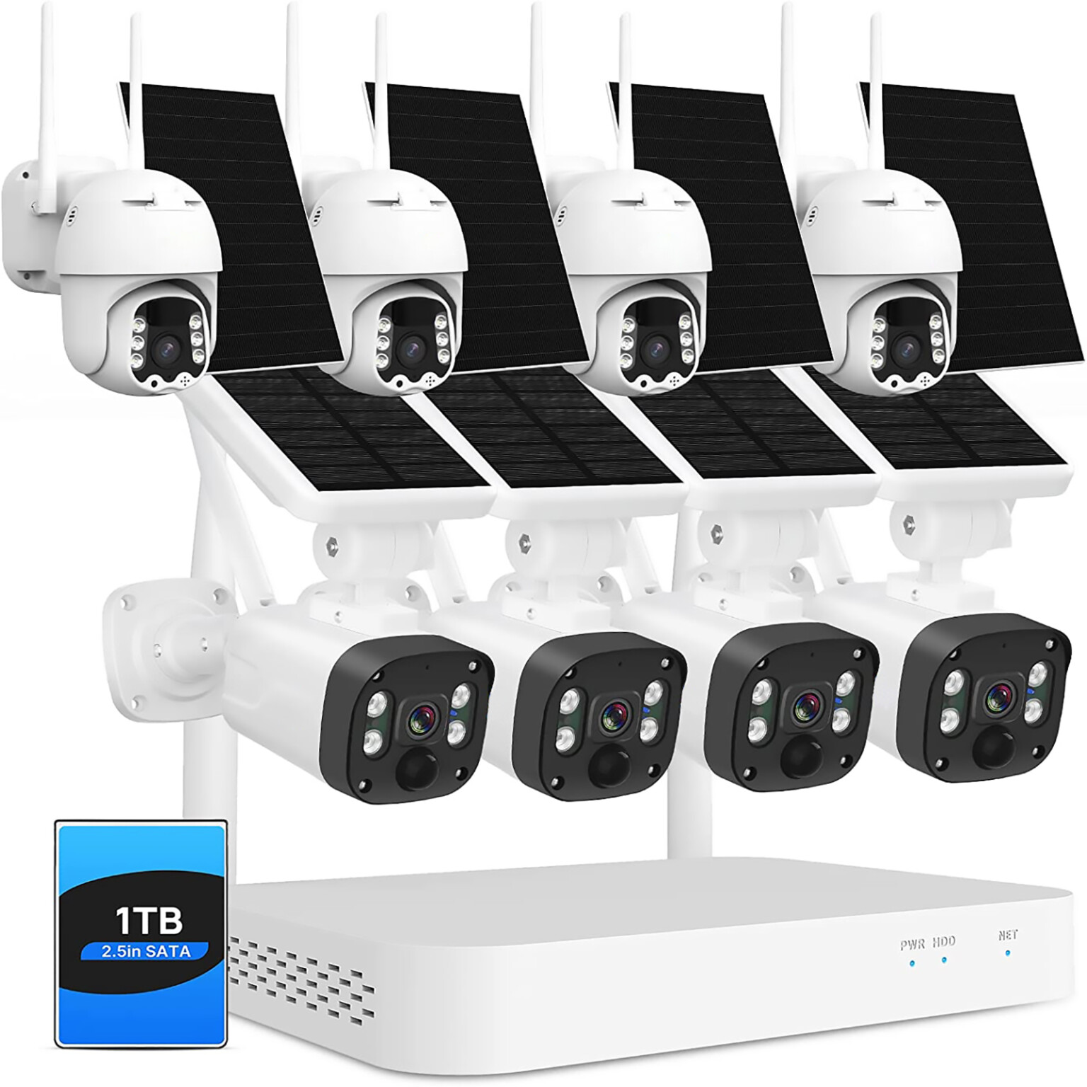Solar Battery Powered Wireless Security Camera System 4 Cam Kits 1TB ...