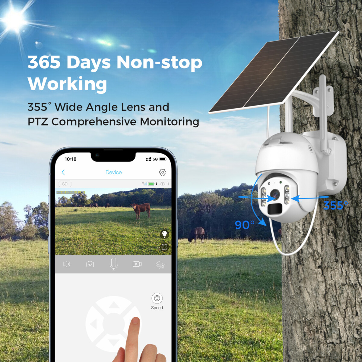 1080P Wifi 10W Solar Panel PTZ Security Camera | Professional ...