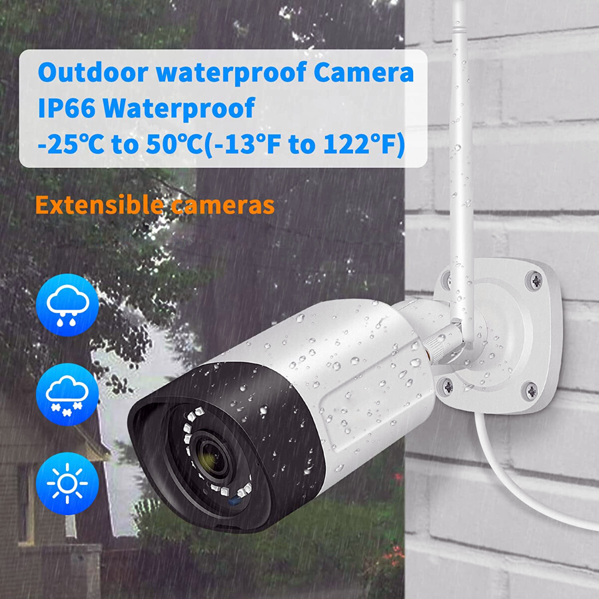 5MP SPotlight WiFi Security Camera System With 12V DC Power Cord10CH ...