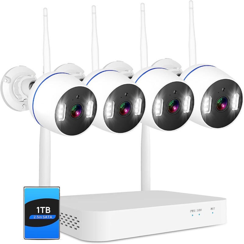 Full Color Night Vision Wireless Security Camera System with 3MP ...