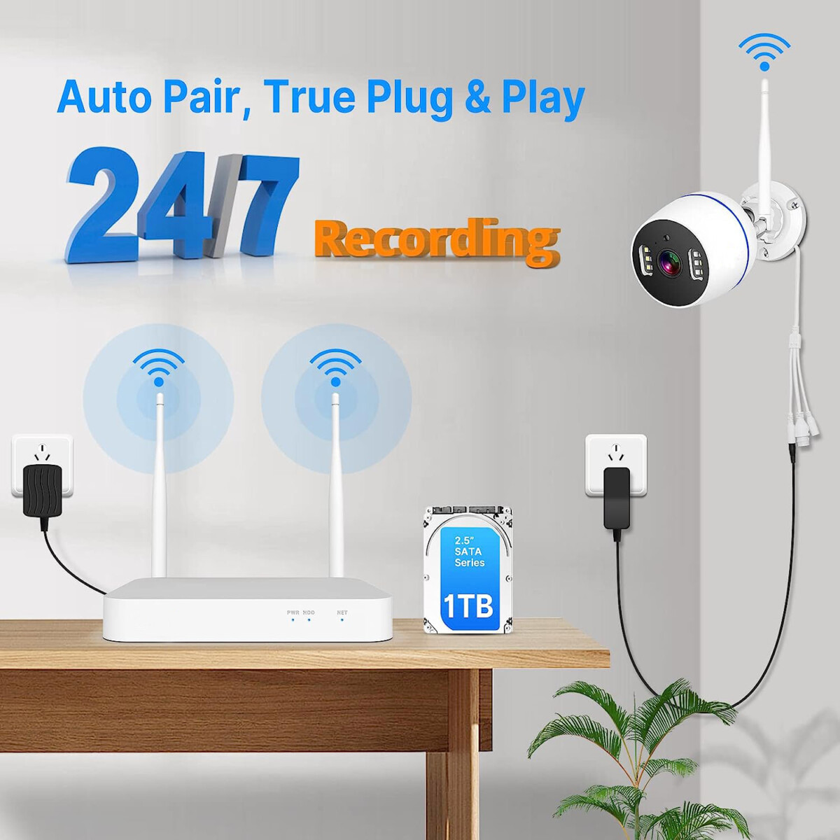 Full Color Night Vision Wireless Security Camera System with 3MP ...