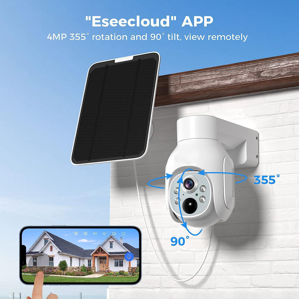 1TB HDD4MP Spotlight Solar Home Security Camera System with PTZ Dome ...