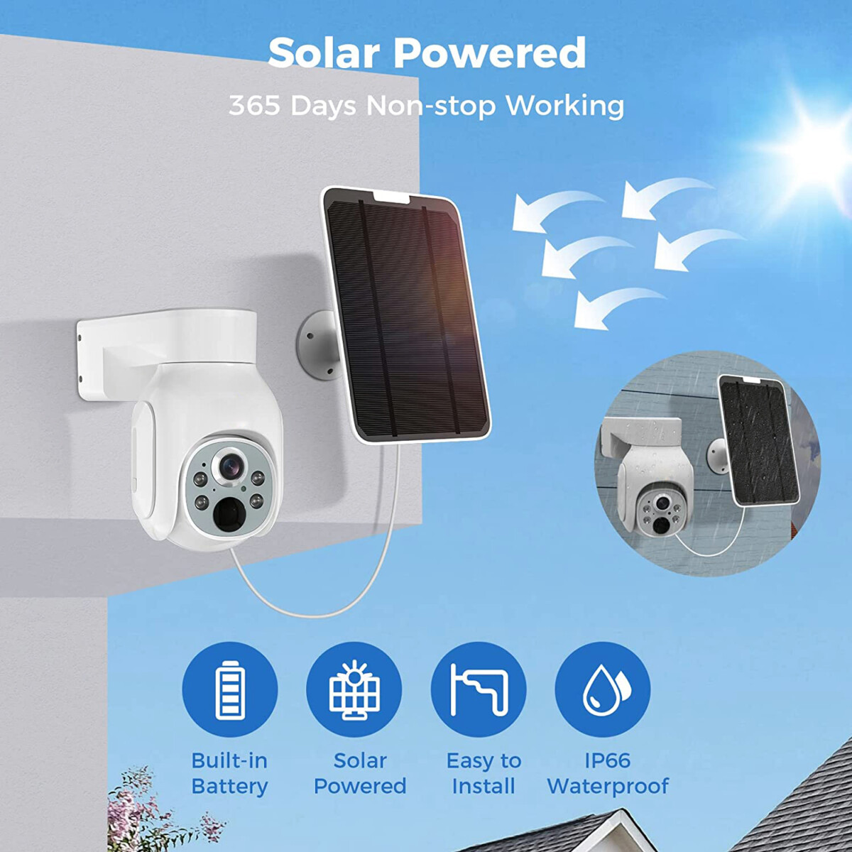 1TB HDD4MP Spotlight Solar Home Security Camera System with PTZ Dome ...