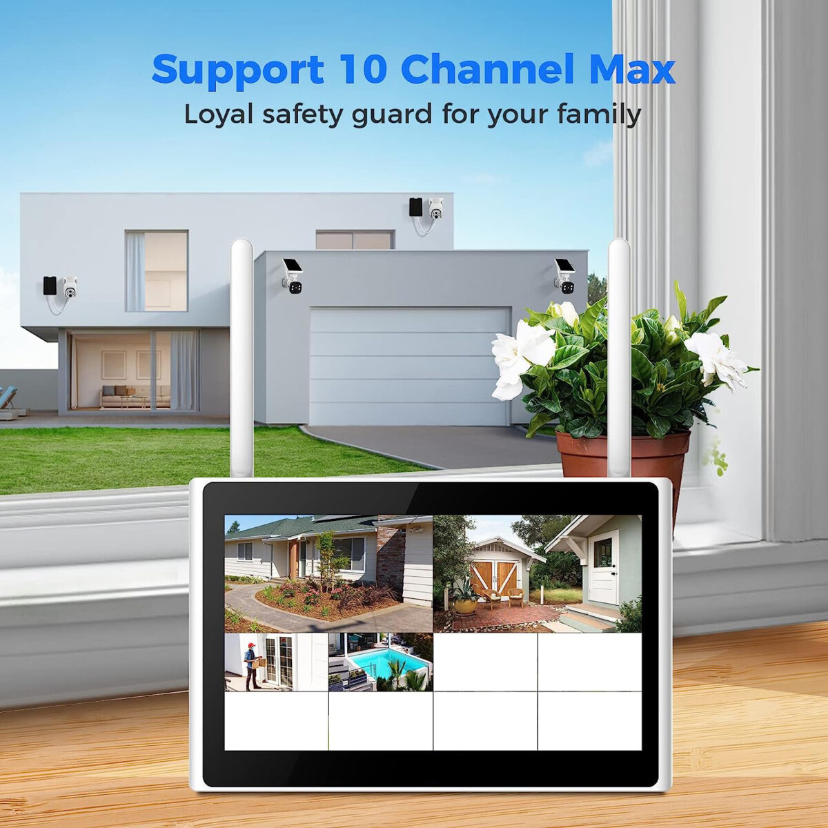 1TB HDD4MP Spotlight Solar Home Security Camera System with PTZ Dome ...