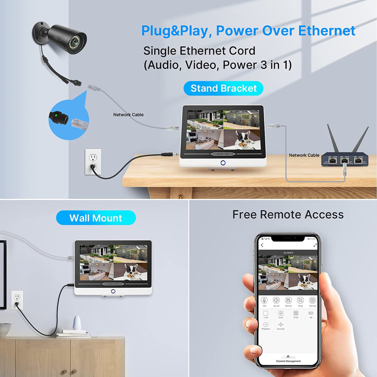 2Way Audio Spotlight 5MP PoE Security Camera System, Combo NVR Built-in ...