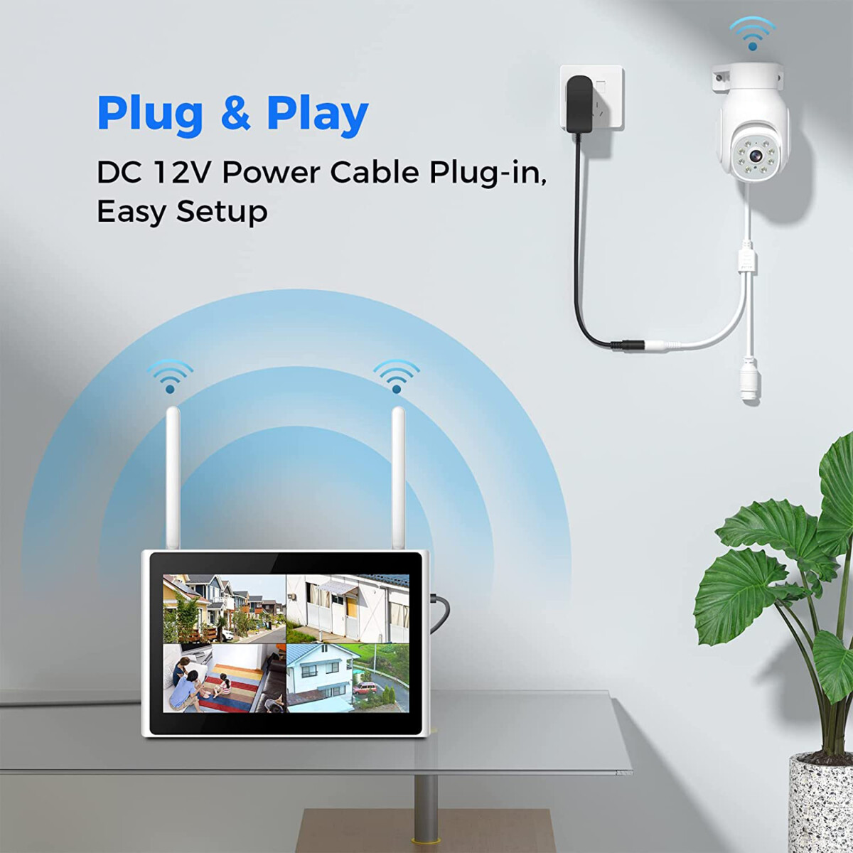 10PCS 3MP Outdoor Camera Wireless Security Camera System with 10in LCD ...